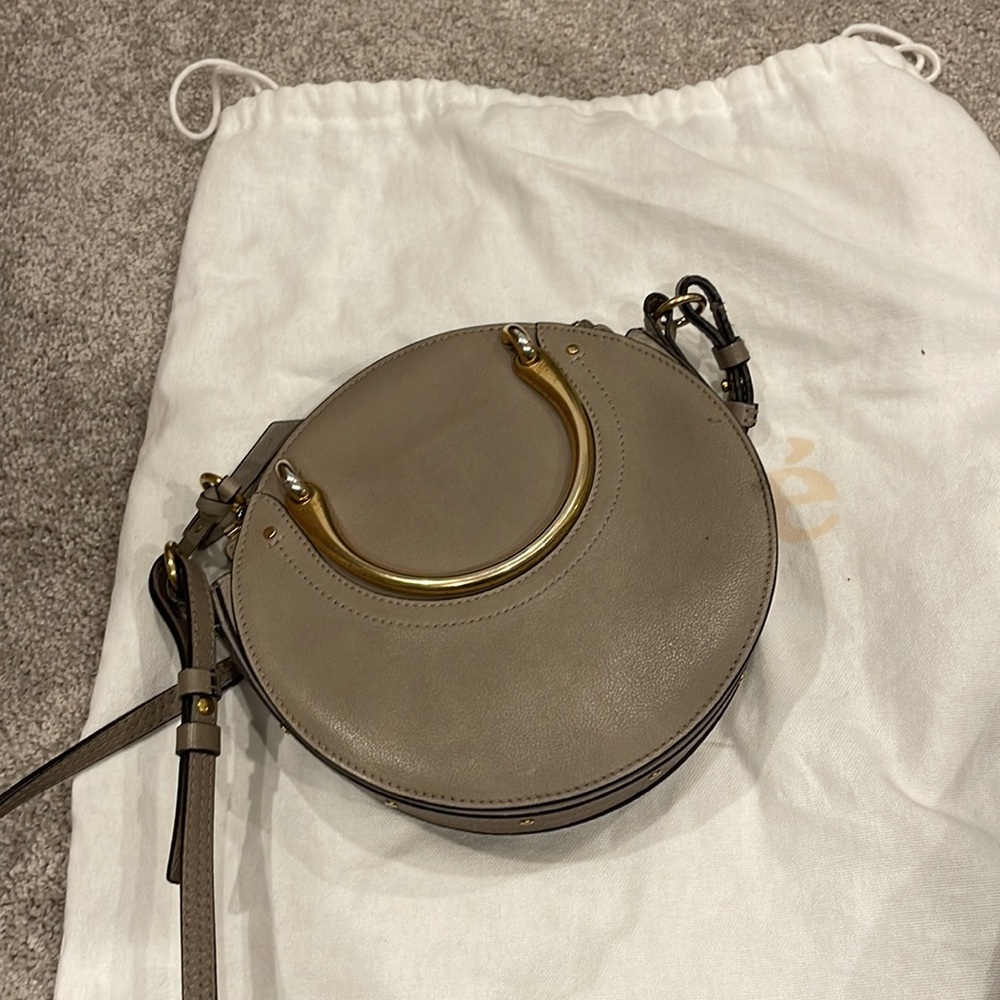 Chloe Pixie Small Studded Motty Grey Leather Shoulder… - Gem